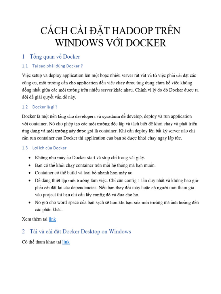 HuongDanCai Hadoop Tren Windows Docker | PDF