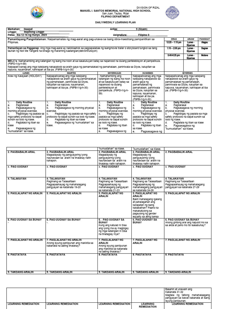 WLP - Hunyo 5-9, 2023 | PDF