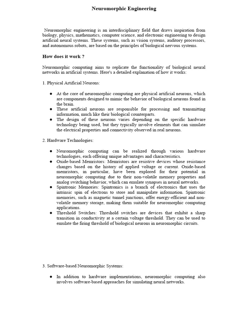 Neuromorphic Engineering | PDF | Neuroscience | Cognitive Science