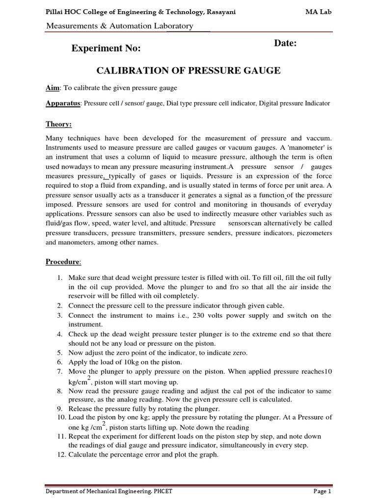 MA Lab | PDF | Pressure Measurement | Transformer