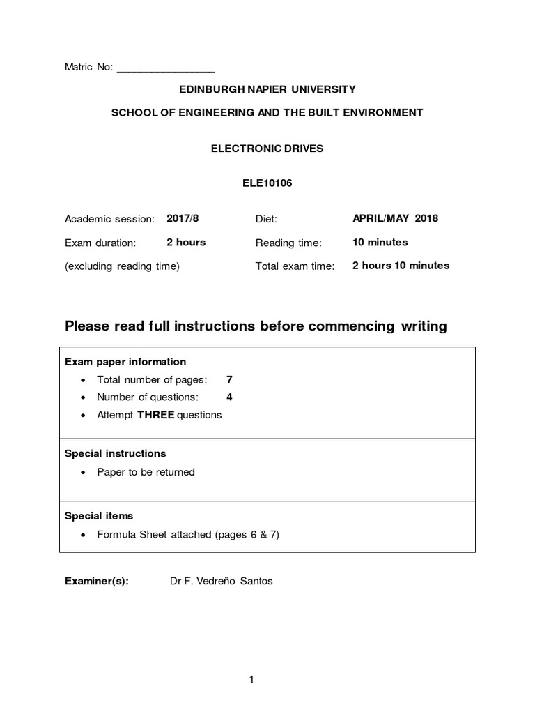 Formula Sheet | PDF | Rectifier | Electric Motor