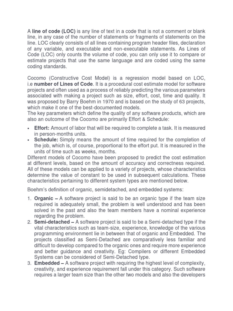 Cocomo Model | Download Free PDF | Computing | Software Engineering
