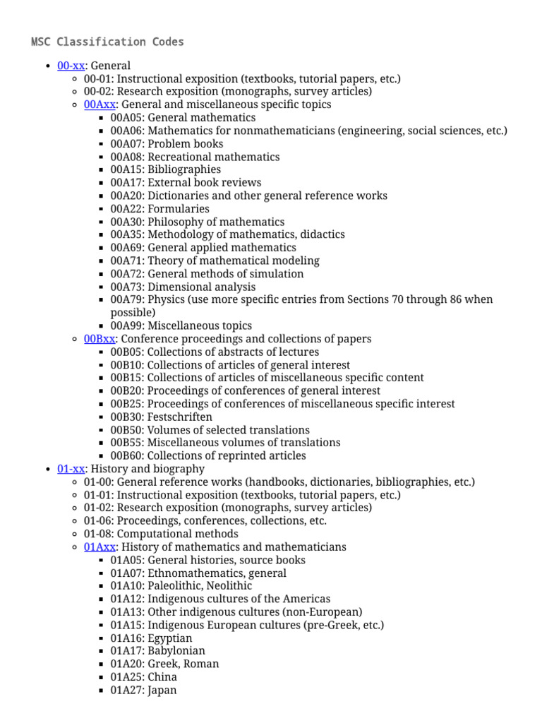 MSC Classification Codes | PDF | Field (Mathematics) | Ring (Mathematics)