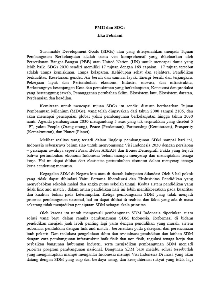 PMII Dan SDGs Eka Febriani | PDF