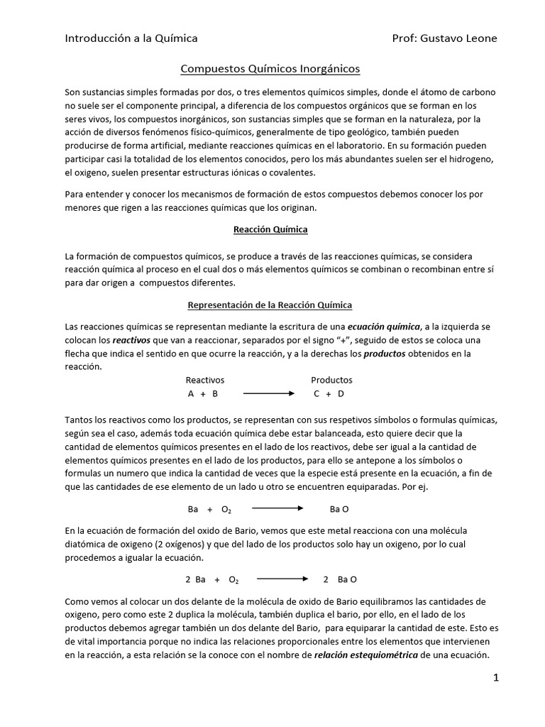 Compuestos Qu Micos Inorg Nicos | PDF | Hidróxido | Óxido