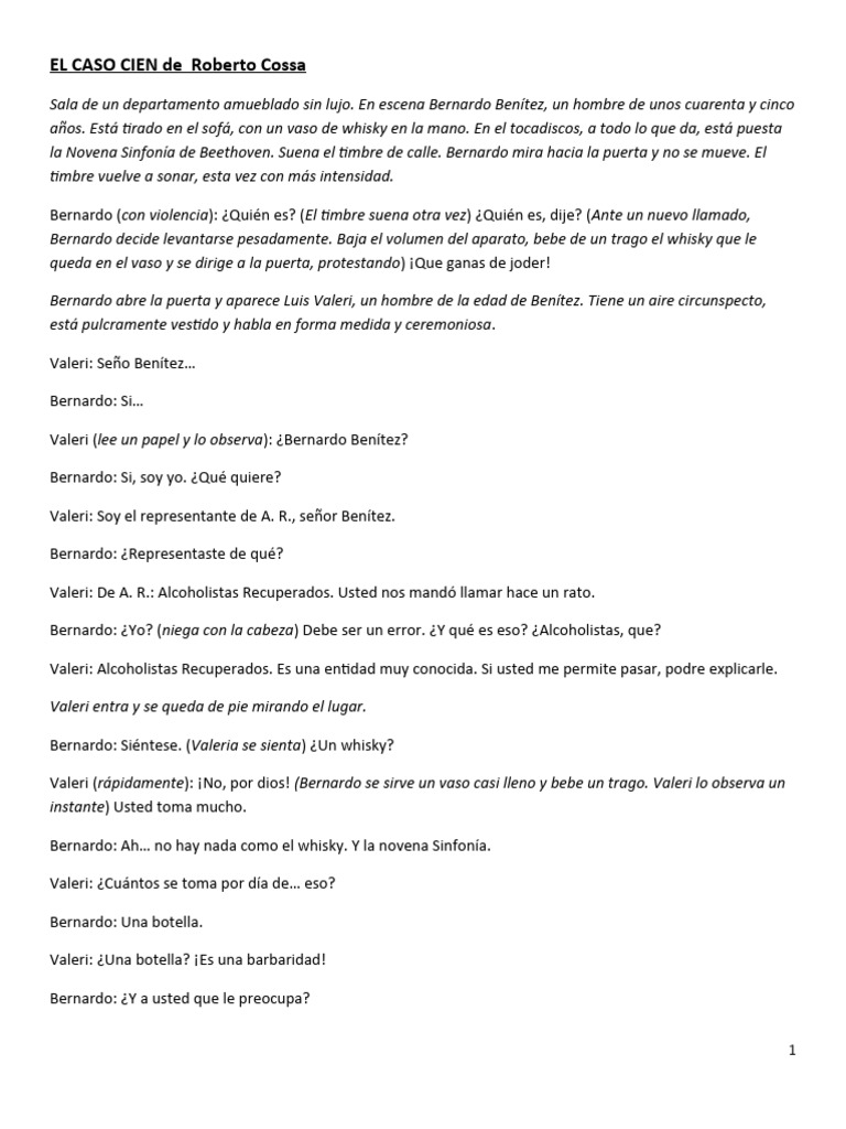 EL CASO CIEN de Roberto Cossa | PDF