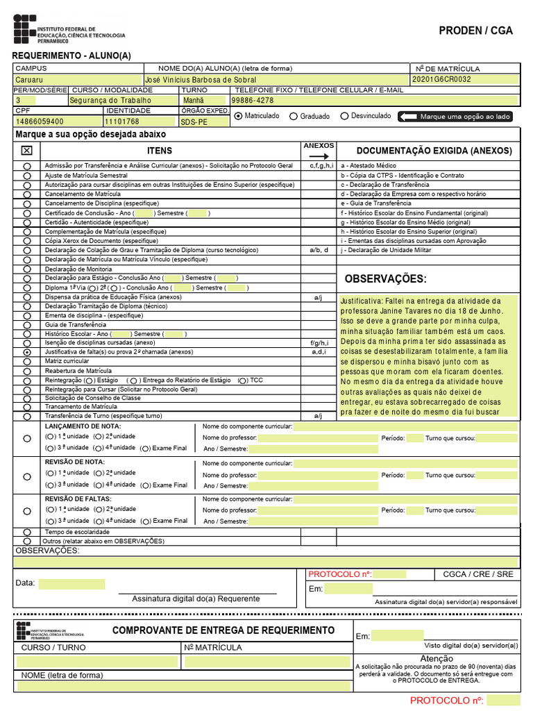 0 - Requerimento Digital - IFPE-1 | PDF