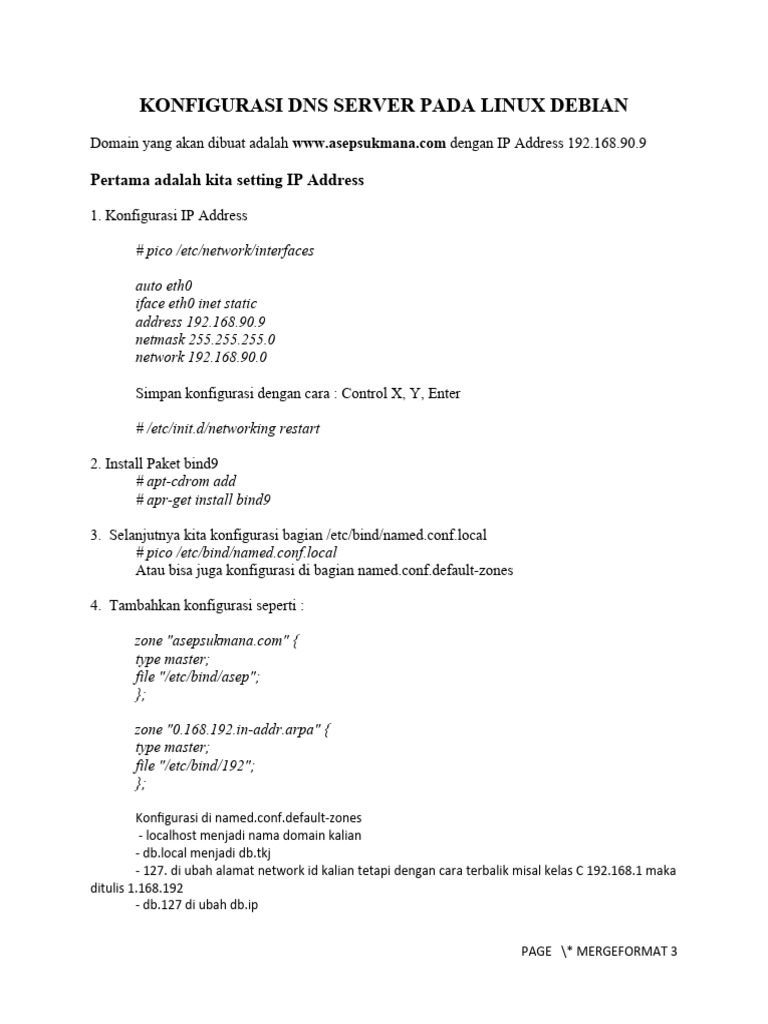 Konfigurasi DNS Server Debian | PDF