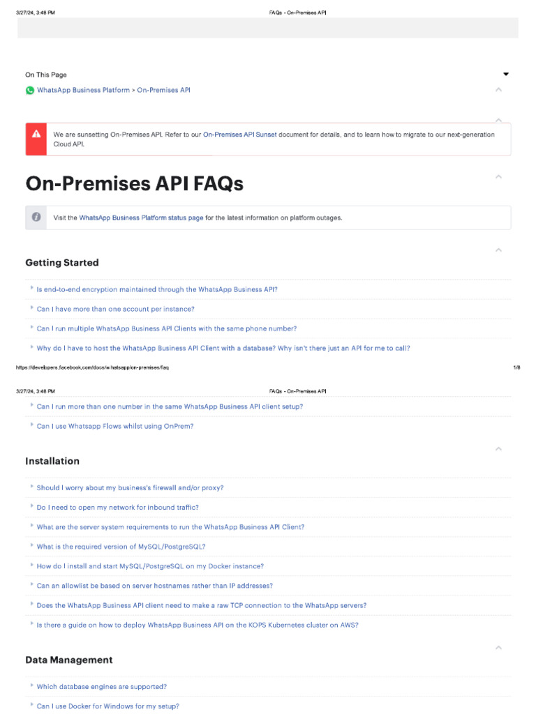 Whatsapp Meta On Premises Faq Policy | PDF