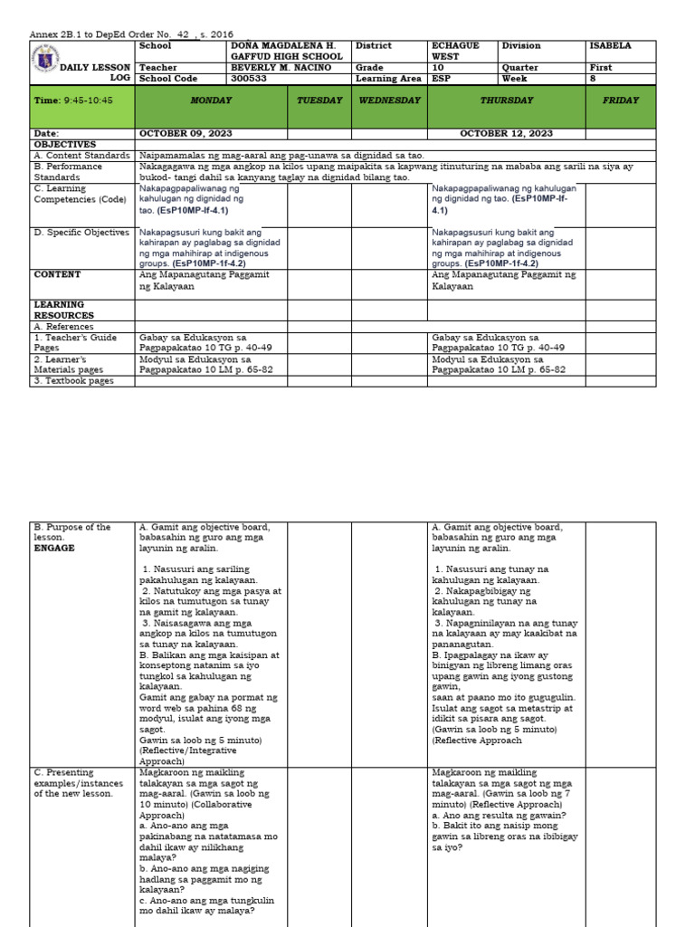 ESP-10 DLL Week7 | PDF