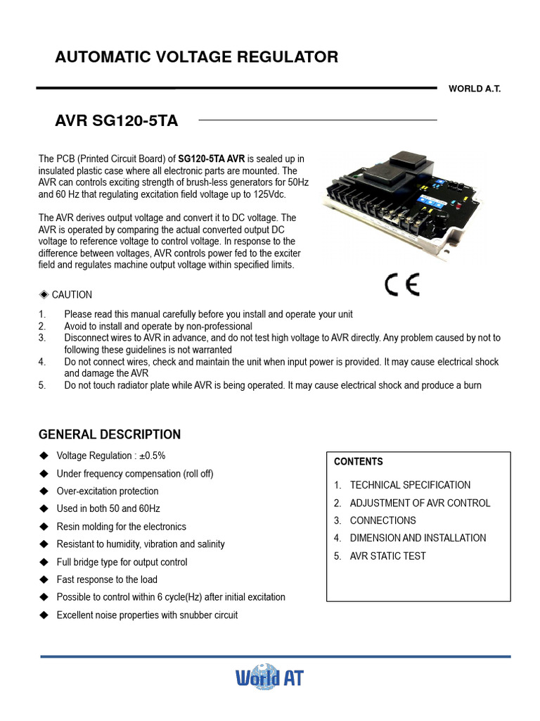 Avr Sg120 5ta Manual Eng | PDF | Electric Generator | Alternating Current