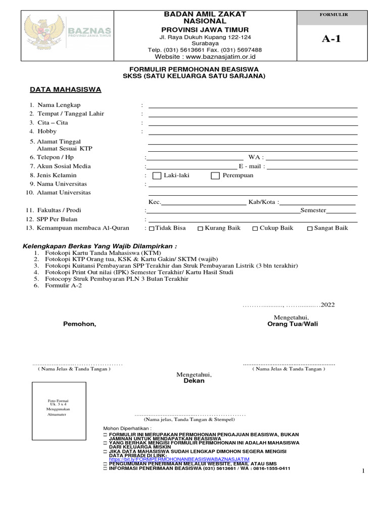 Formulir SKSS Fix 1 | PDF