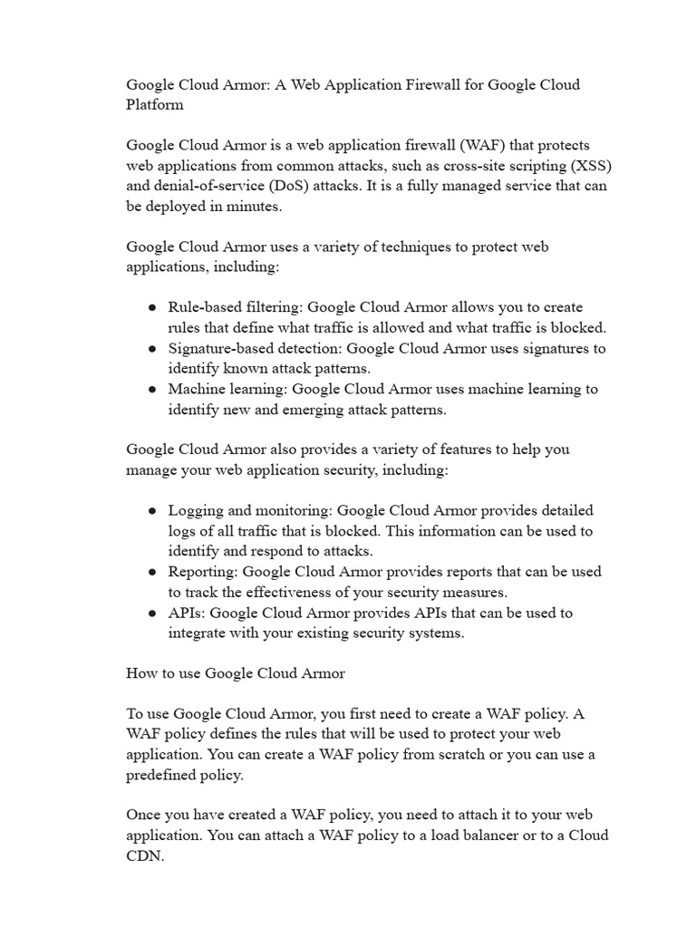 Google Cloud Armor | PDF | Cloud Computing | Security