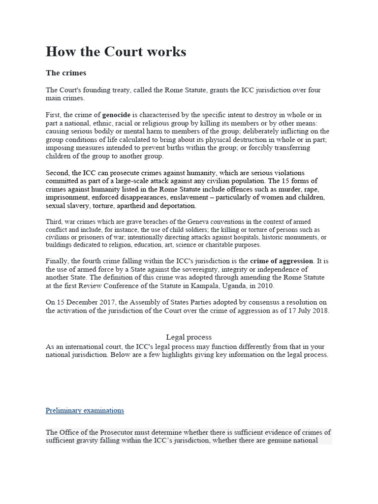 How The Court Works | PDF | International Criminal Court | Prosecutor