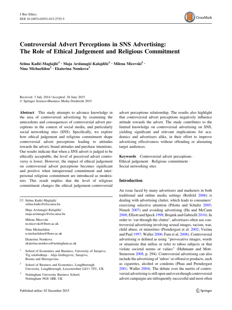 Controversial Advert Perceptions in SNS Advertising | PDF | Advertising ...