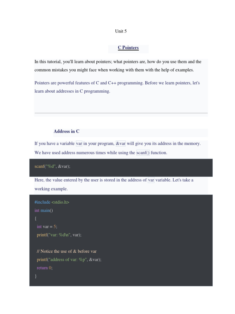 Unit 5 | PDF | Computer File | Pointer (Computer Programming) Unit 5 | PDF | Computer File | Pointer (Computer Programming)