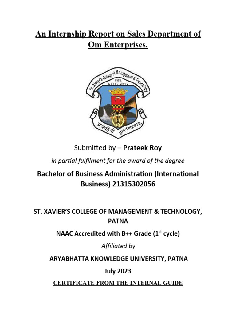 Prateek Internship2023 | PDF | Sales | Swot Analysis