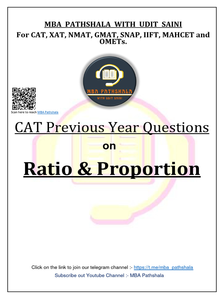 CAT Ratio & Proportion PYQs Guide | PDF | Rupee | Mathematics