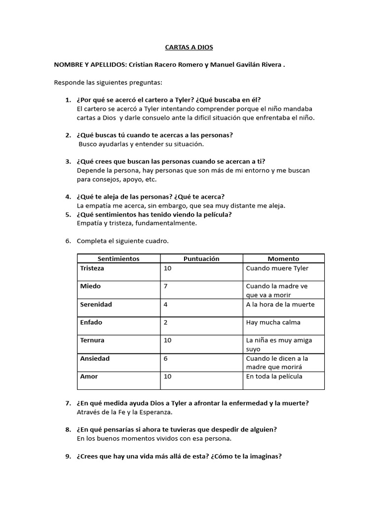 Reflexiones sobre "Cartas a Dios" | PDF | Relaciones personales ...
