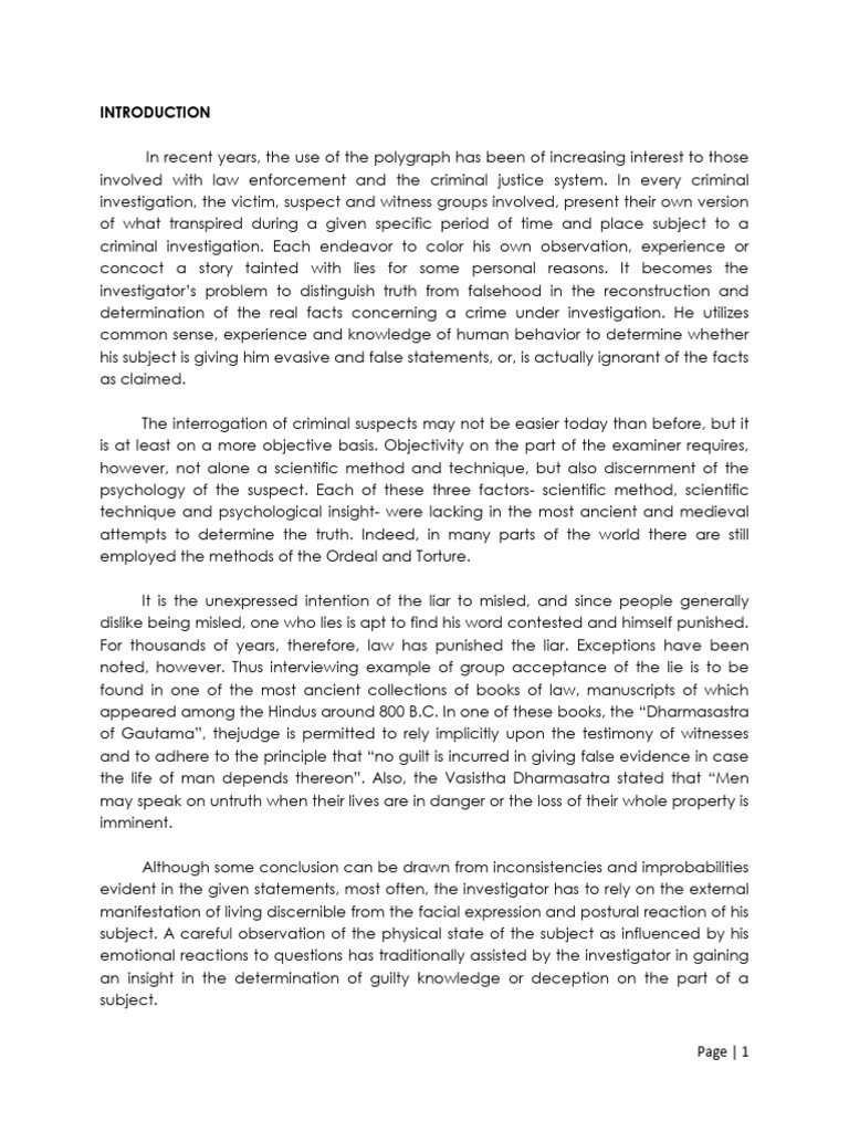 Unit 1 Polygraphy | PDF | Polygraph | Hypnosis