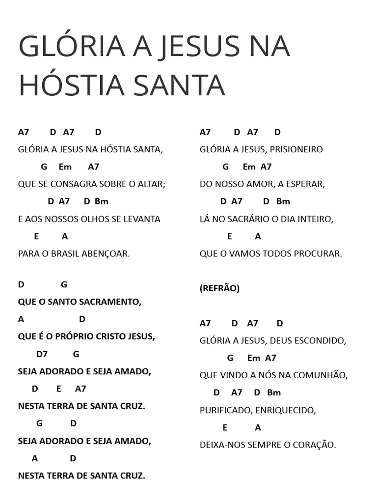 Glória A Jesus Na Hóstia Santa | PDF