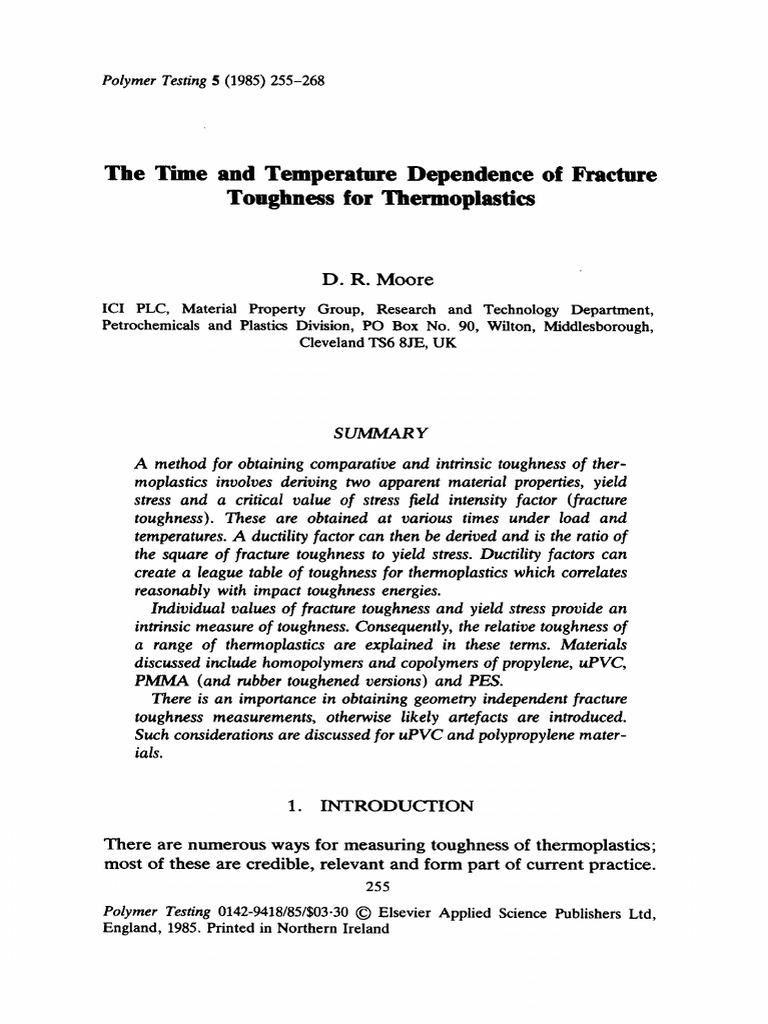 The Time and Temperature Dependence of Fracture Toughness For Thermoplastics | Download Free PDF ...