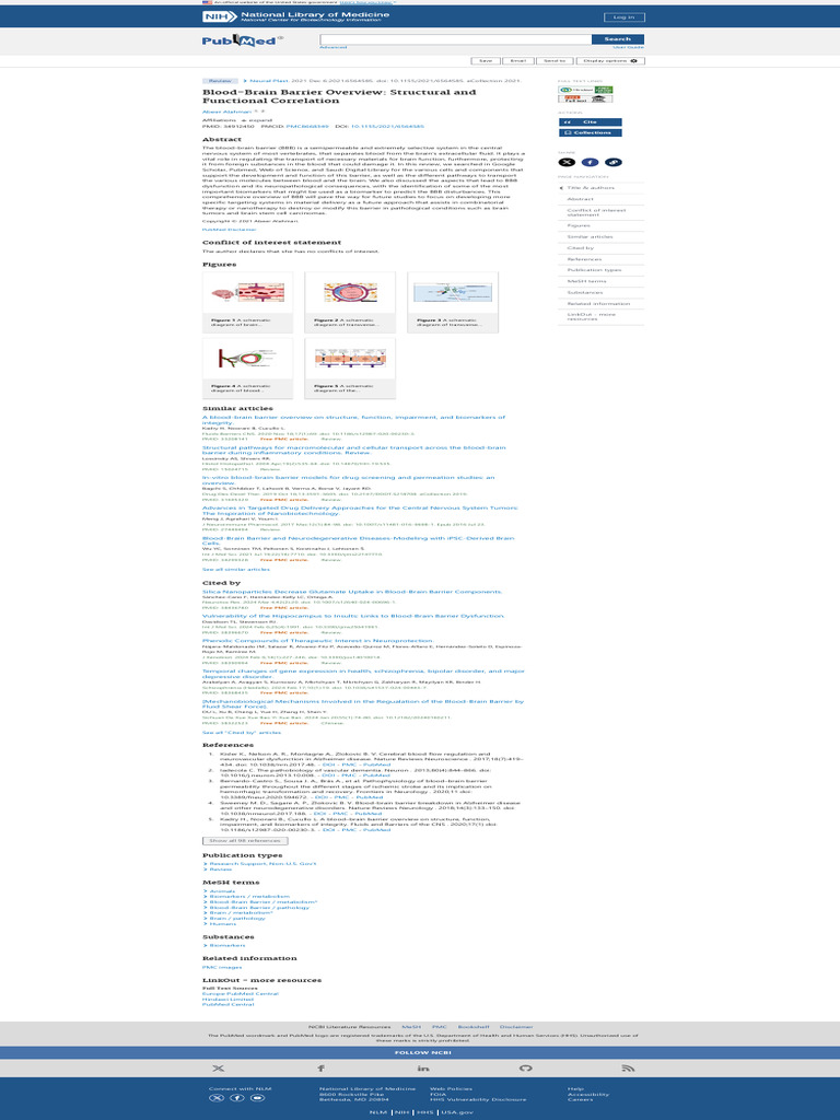 Blood-Brain Barrier Overview - Structural and Functional Correlation - PubMed | PDF | Brain ...