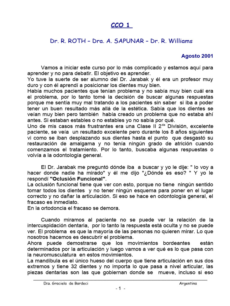 CCO 1 - Agosto 2001 para Imprimir Oclusión | PDF | Ortodoncia | Odontología