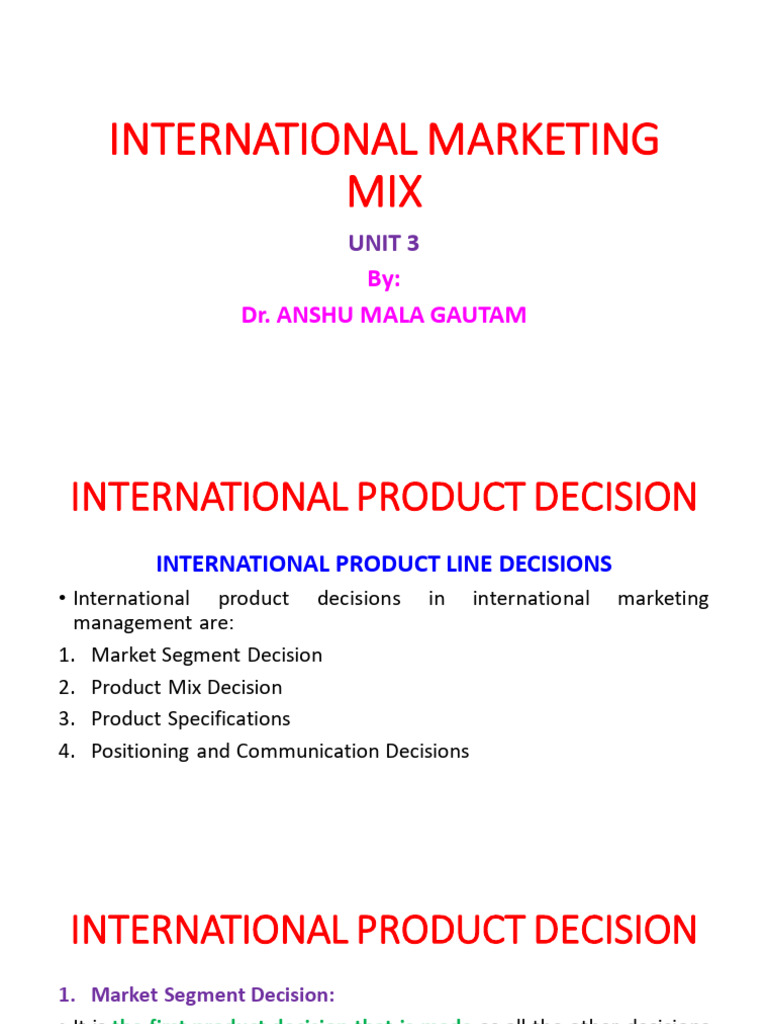 International Product Decisions Guide | PDF | Market Segmentation | Pricing