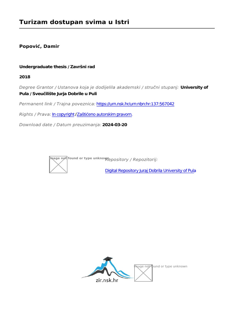 Popovic Damir Unipu 2018 Zavrs Sveuc | PDF