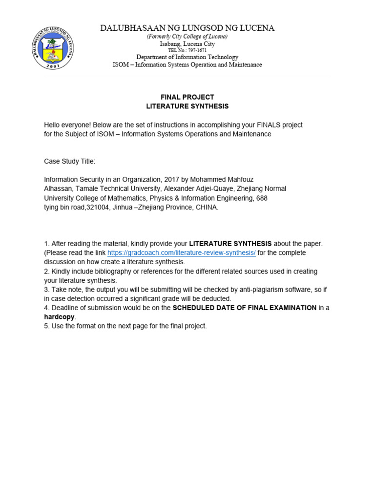 Lean Isom Final Project | PDF | Information Security | Computer Science