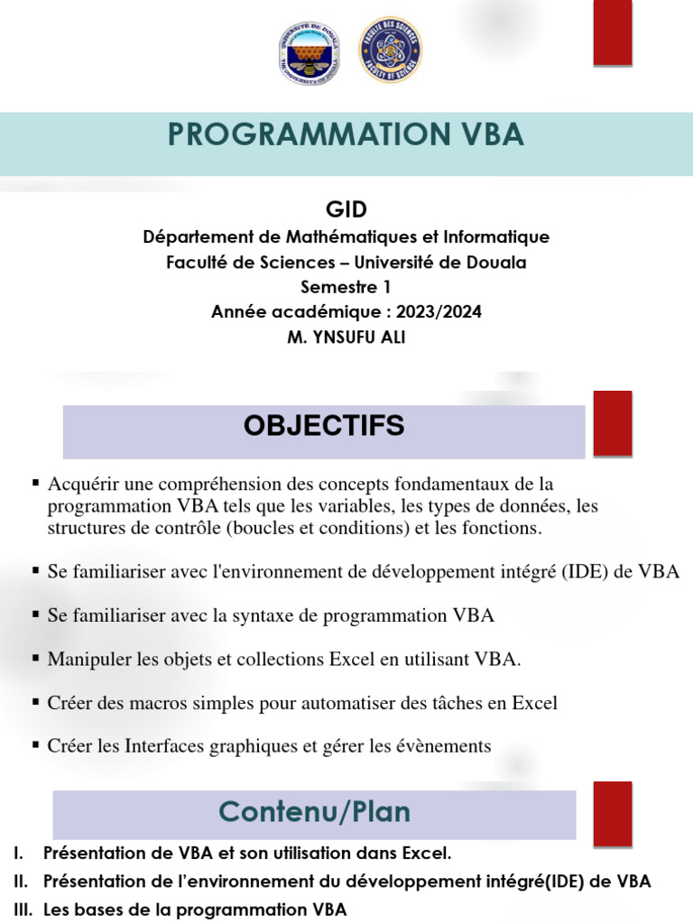 Cours Complet de Programmation VBA | PDF | Microsoft Excel | Visual ...