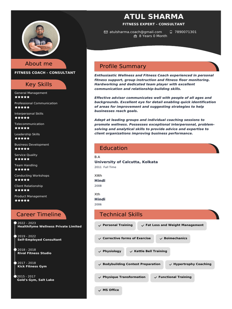 ATUL's Resume | PDF | Personal Trainer | Physical Fitness