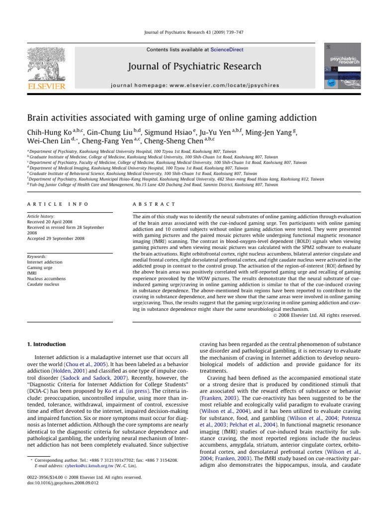 Brain Activation in Gaming Addiction | PDF | Cingulate Cortex | Frontal ...