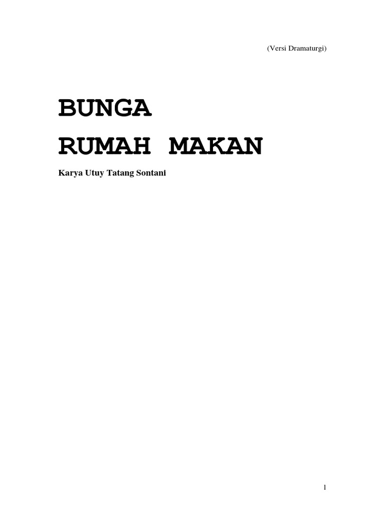 Naskah Bunga Rumah Makan Sontani | PDF