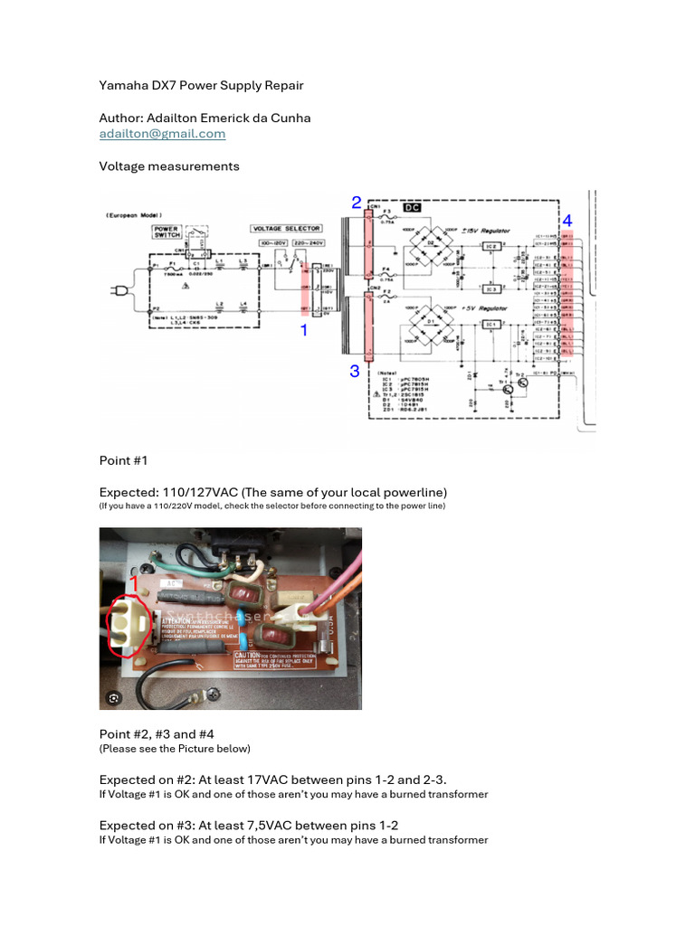 Yamaha DX7 Power Supply Repair | PDF