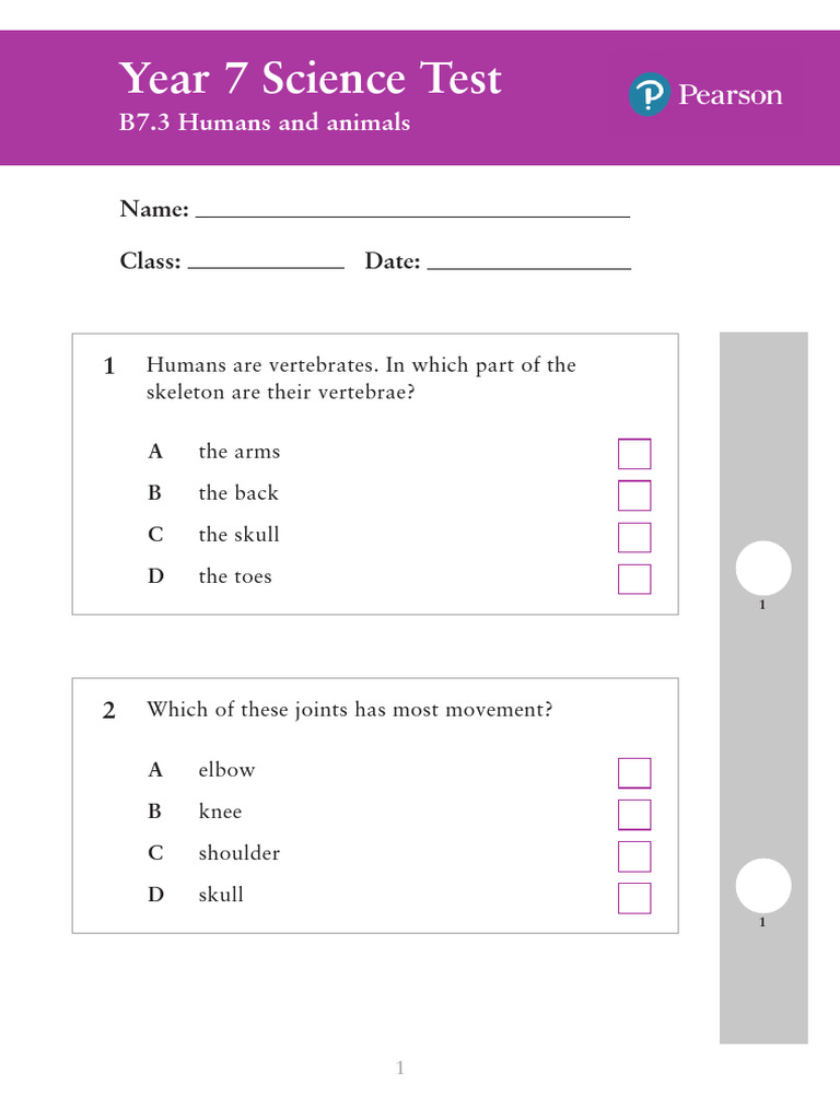 iLS - Science - Y7 - B73 - Ha - Test - Set 1 | PDF | Sports & Recreation