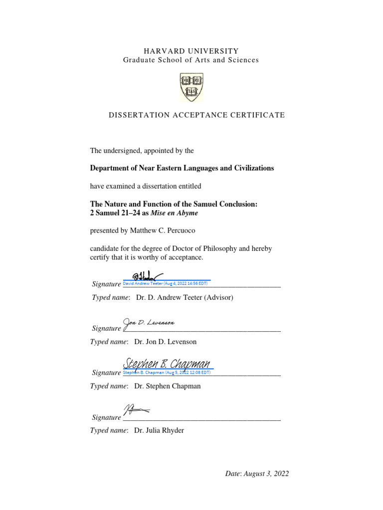 Matthew Percuoco Dissertation Harvard University | PDF | David | Books ...