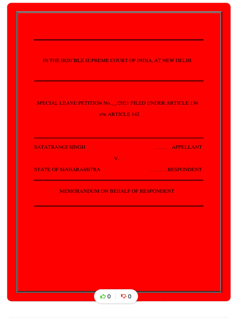 Respondent Memo Moot 1 - Compress | PDF | Mens Rea | Witness