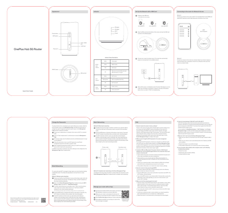 OnePlus-Hub-5G-Router-Quick-Start-Guide | PDF | Wi Fi | Computer Network