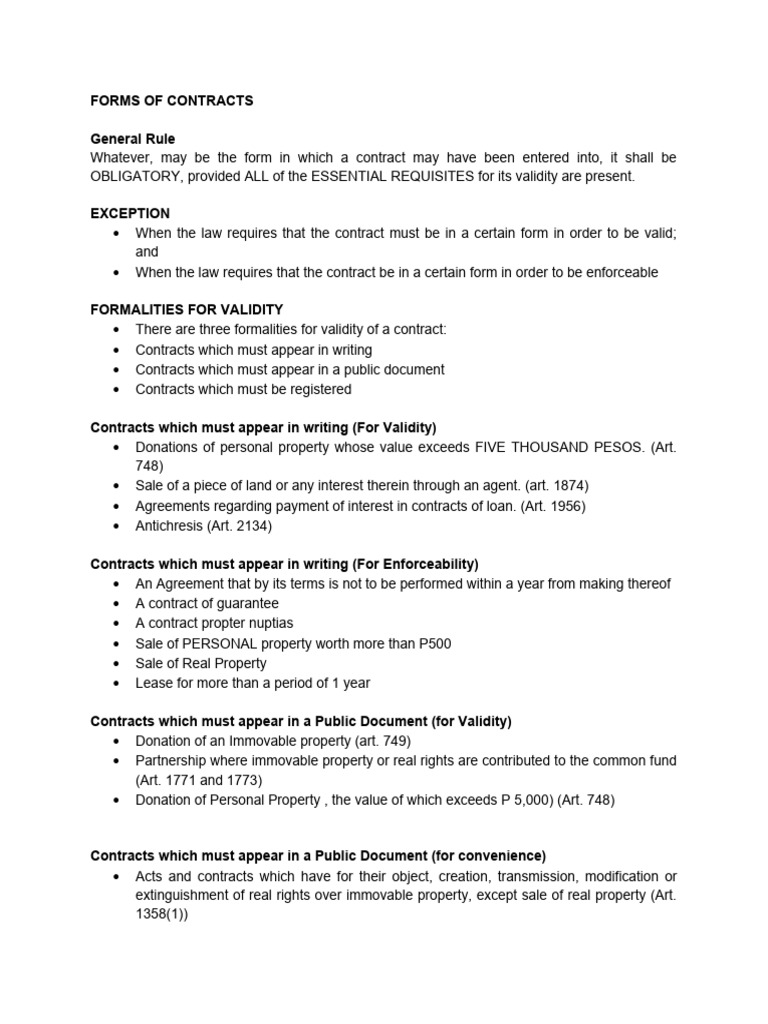 Forms of Contracts | PDF | Annulment | Void (Law)