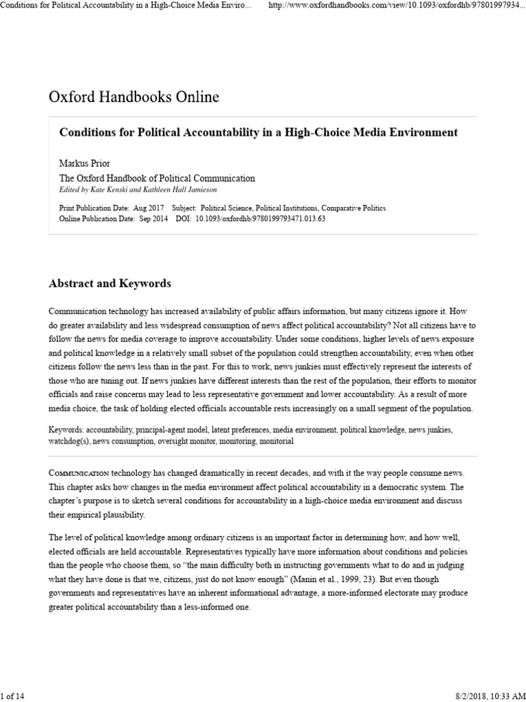 Political Accountability in High-Choice Media | PDF | News Broadcasting ...