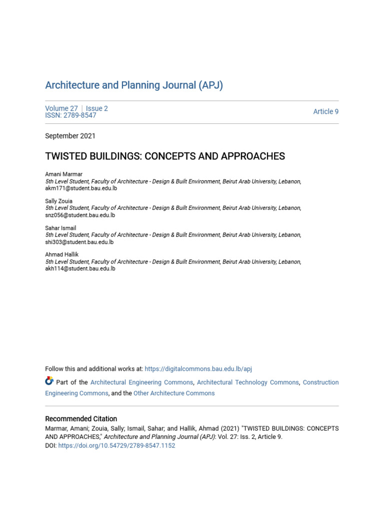 Twisted Buildings: Concepts & Approaches | PDF | Column | Rotation