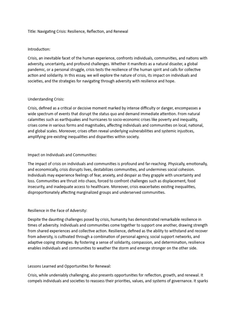 Navigating crisis | PDF | Psychological Resilience | Behavioural Sciences