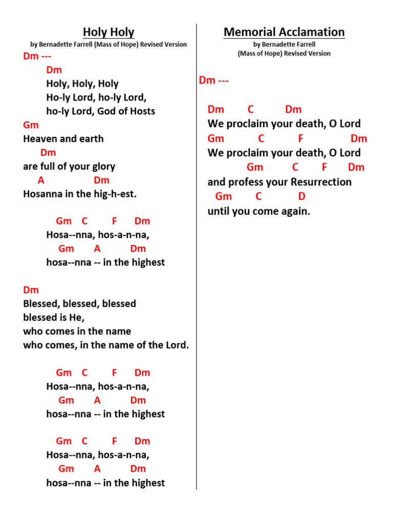 Holy Holy - MASS OF HOPE | PDF