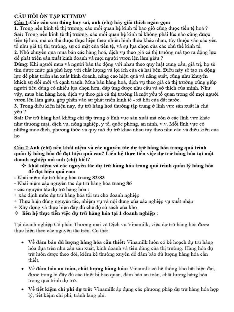 CÂU HỎI ÔN TẬP KTTMDV | PDF