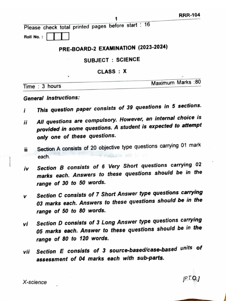 PB-2 Set-1 QP Delhi Region | PDF