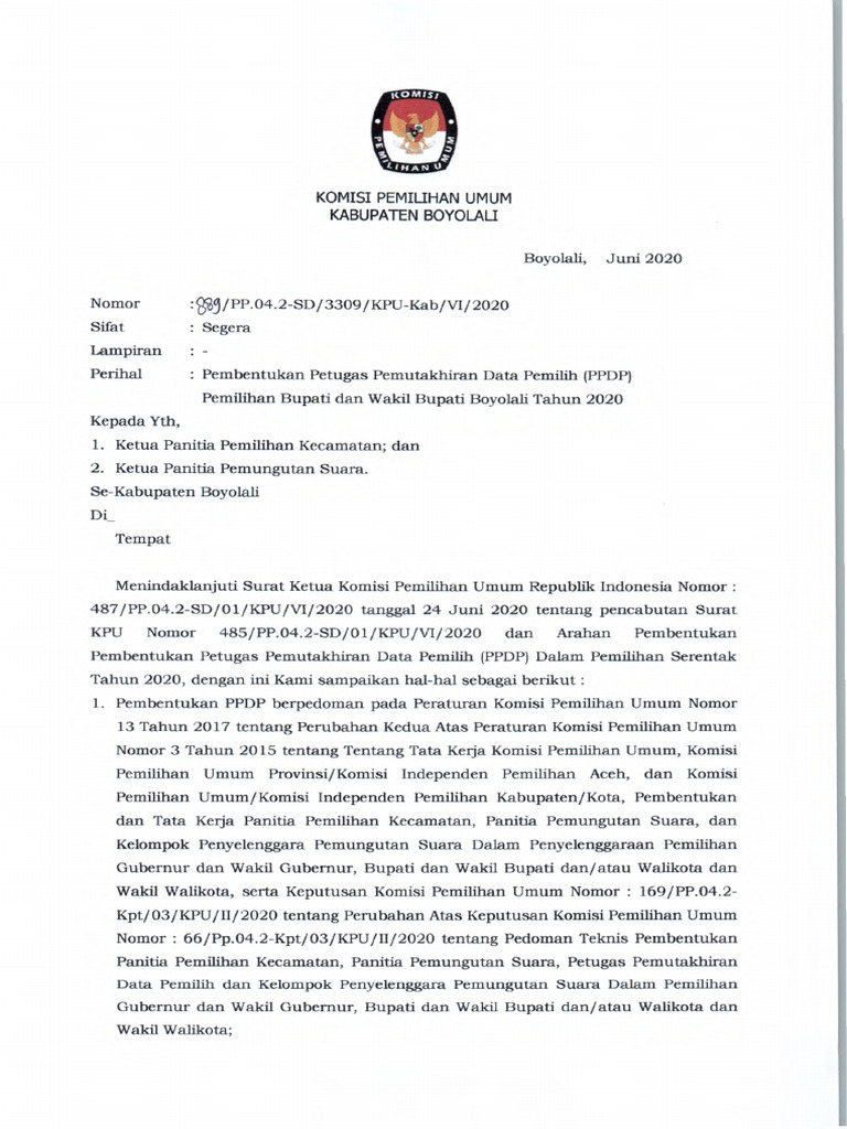 Pembentukan PPDP Pemilihan Boyolali 2020 | PDF | Pengelolaan Keuangan ...