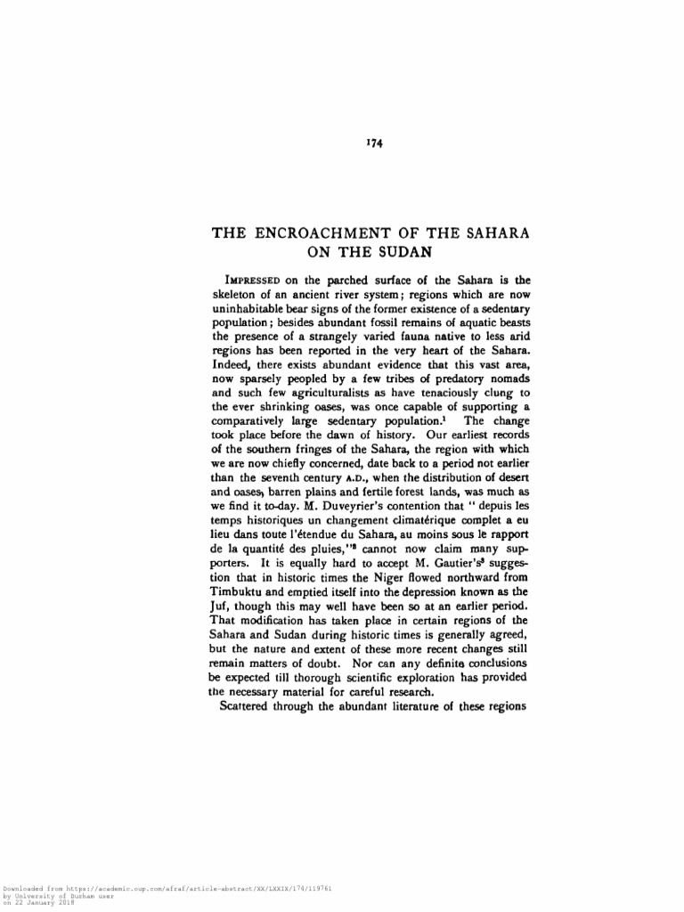 The Encroachment of The Sahara On The Sudan | PDF | Sahara | Desert