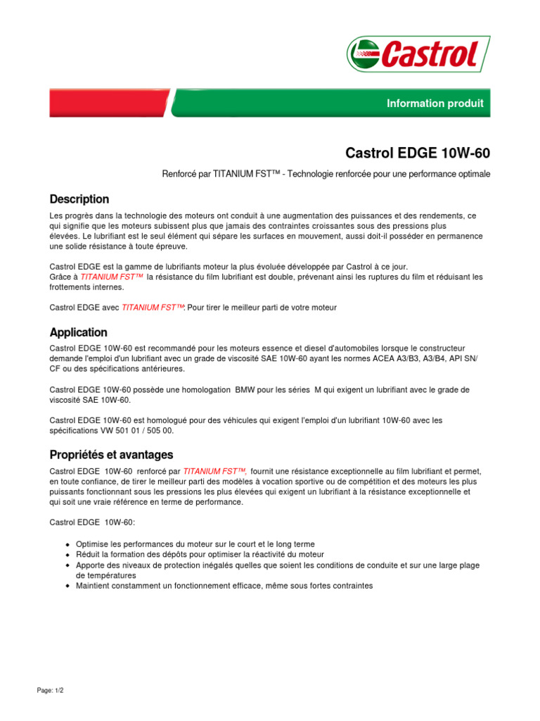 FT- Supercar 10W60 | PDF
